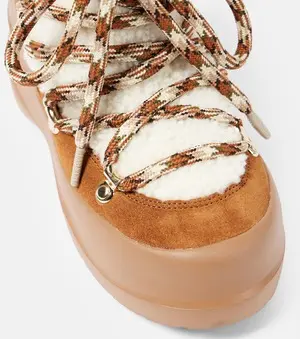 Moon Boot Luna Low Shearling And Suede Boots - Brown