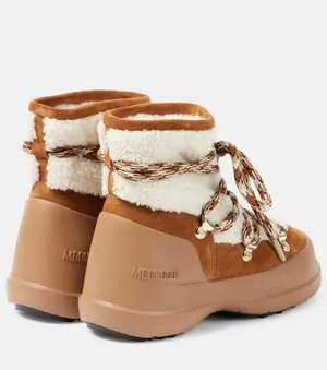 Moon Boot Luna Low Shearling And Suede Boots - Brown