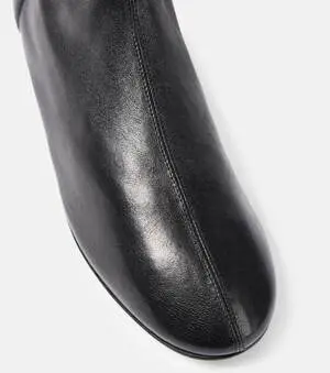 Co Knee-high Leather Boots With Side Zip - Black