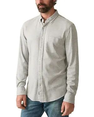 Faherty Brand Coastline Knit Plaid Button Down Shirt Grey Heath