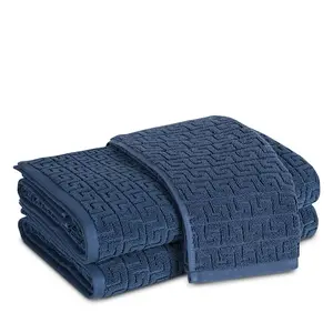 MATOUK Athena Cotton Sculpted Greek Key Washcloth Navy