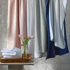 MATOUK Athena Cotton Sculpted Greek Key Bath Towel - White