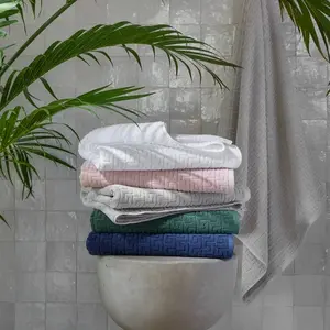 MATOUK Athena Cotton Sculpted Greek Key Bath Towel - White