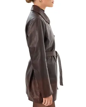 LAMARQUE Marlowe Leather Coat - Rub Off Brown