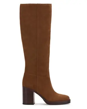 Vince Camuto Gibi Block Heel Boots - Medium Brown