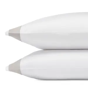 Frette Flying Sateen King Pillowcase Set Exclusive - White/grey Cliff