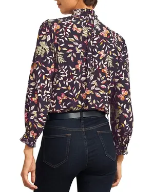 HOBBS LONDON Elspeth Ruffled Blouse - Navy Multi