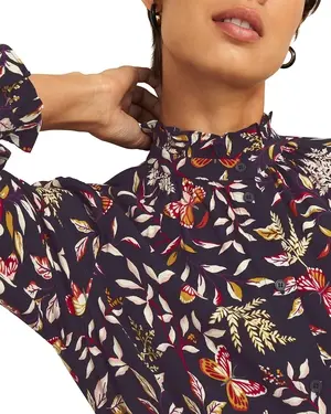 HOBBS LONDON Elspeth Ruffled Blouse - Navy Multi