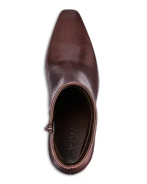 Aqua Ana Leather Boots - Brown Leather