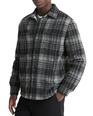 Vince Sherpa-lined Plaid Jacket - Black Combo
