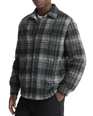 Vince Sherpa-lined Plaid Jacket - Black Combo