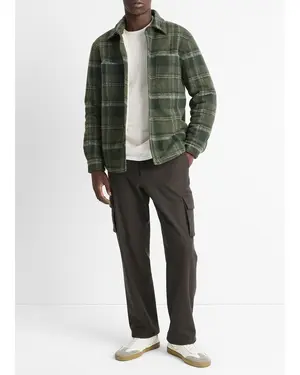 Vince Sherpa-lined Plaid Jacket - Night Moss