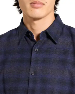 Theory Irving Button Down In Soft Plaid Cotton