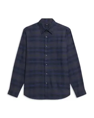 Theory Irving Button Down In Soft Plaid Cotton