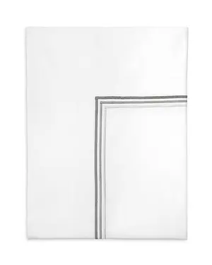 PRATESI Tre Righe Ombre Flat Sheet, King - White/charcoal