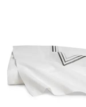 PRATESI Tre Righe Ombre Flat Sheet, King - White/charcoal