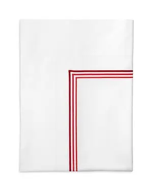 PRATESI Tre Righe Ombre Flat Sheet, King - White/scarlet
