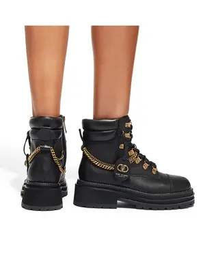 Kurt Geiger Leather Chelsea Combat Boots With Chain Detail