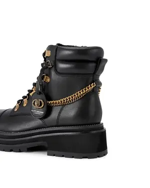 Kurt Geiger Leather Chelsea Combat Boots With Chain Detail