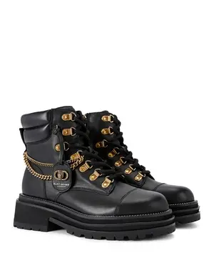 Kurt Geiger Leather Chelsea Combat Boots With Chain Detail