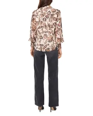 Vince Camuto Pleated Printed Blouse