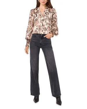 Vince Camuto Pleated Printed Blouse