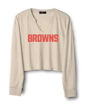 Junk Food Clothing Nfl Cleveland Browns Crop Thermal - Oatmeal
