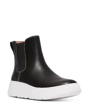 Fitflop F-mode Contrast Stitch Flatform Chelsea Boots - Black