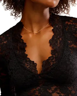 Free People Lace Long Sleeve Top - Black
