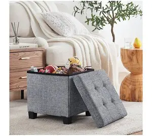 ORNAVO HOME Collapsible Square Cube Storage Ott Oman With Legs - One-color