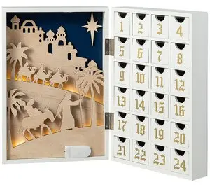 GLITZHOME 17 Lighted Christmas Nativity Adventcalendar Decor