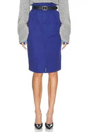 HELSA Paperbag Waist Cotton Skirt - Workman Blue