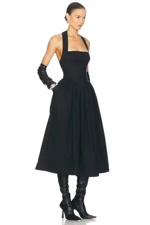 HELSA Faille Halter Midi Dress