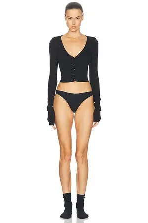 Eterne Cropped Ribbed Jersey Cardigan