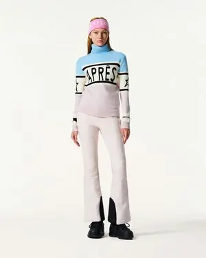Perfect Moment Merino Wool Après Ski Intarsia Turtleneck Sweater - Cloud-blue