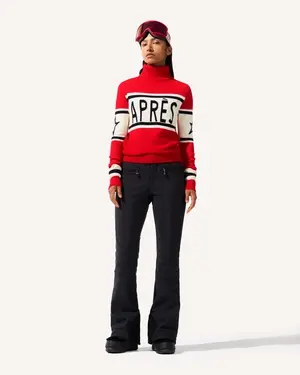 Perfect Moment Merino Wool Après Ski Intarsia Turtleneck Sweater - Red