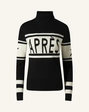 Perfect Moment Perfect Moment Merino Wool Après Ski Intarsia Turtleneck Sweater White-black