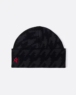 Perfect Moment Merino Wool Beanie - Black-houndstooth