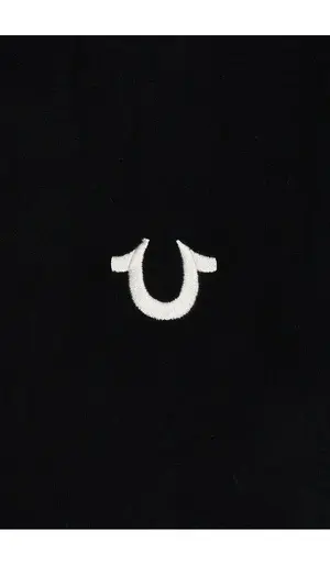 True Religion Damask Velour Polo In Black