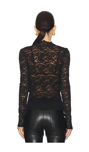 Free People X Intimately Fp All Day Lace Long Sleeve Top - Black