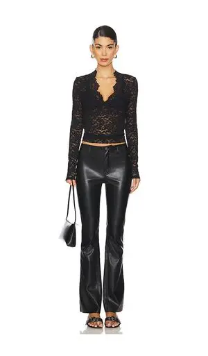 Free People X Intimately Fp All Day Lace Long Sleeve Top - Black