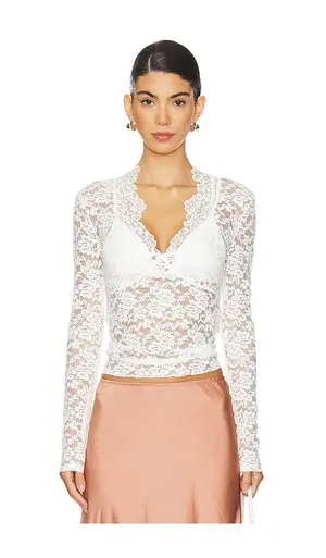 Free People X Intimately Fp All Day Lace Long Sleeve Top