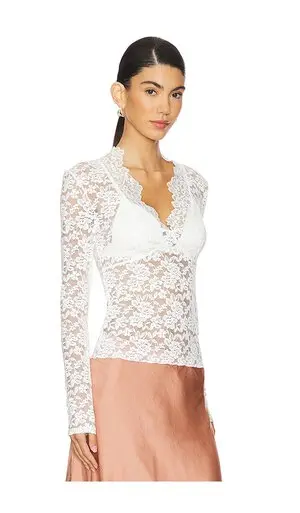 Free People X Intimately Fp All Day Lace Long Sleeve Top