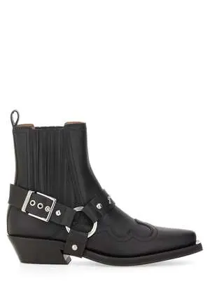 GANNI Chelsea Western Fitted Boot - Black