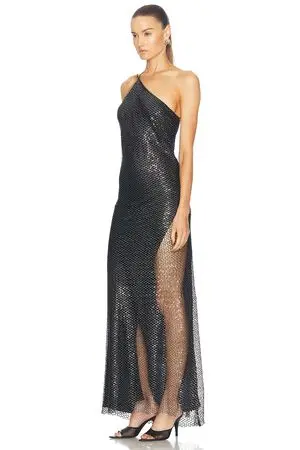 THE SEI Sheer Slit One Shoulder Gown