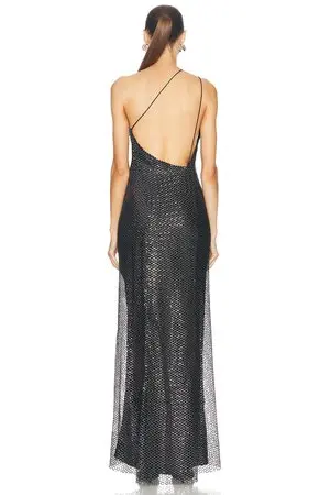 THE SEI Sheer Slit One Shoulder Gown