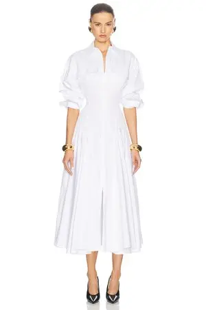 HELSA Godet Shirt Dress - White
