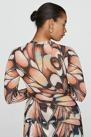 AFRM Kaylee Long-sleeve Mesh Top - Brandy Butterfly