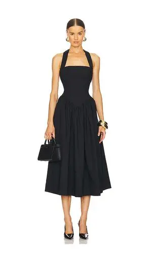 HELSA Faille Halter Midi Dress