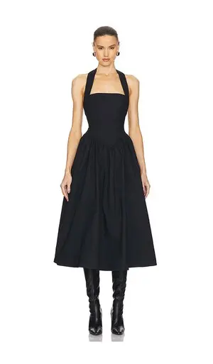 HELSA Faille Halter Midi Dress
